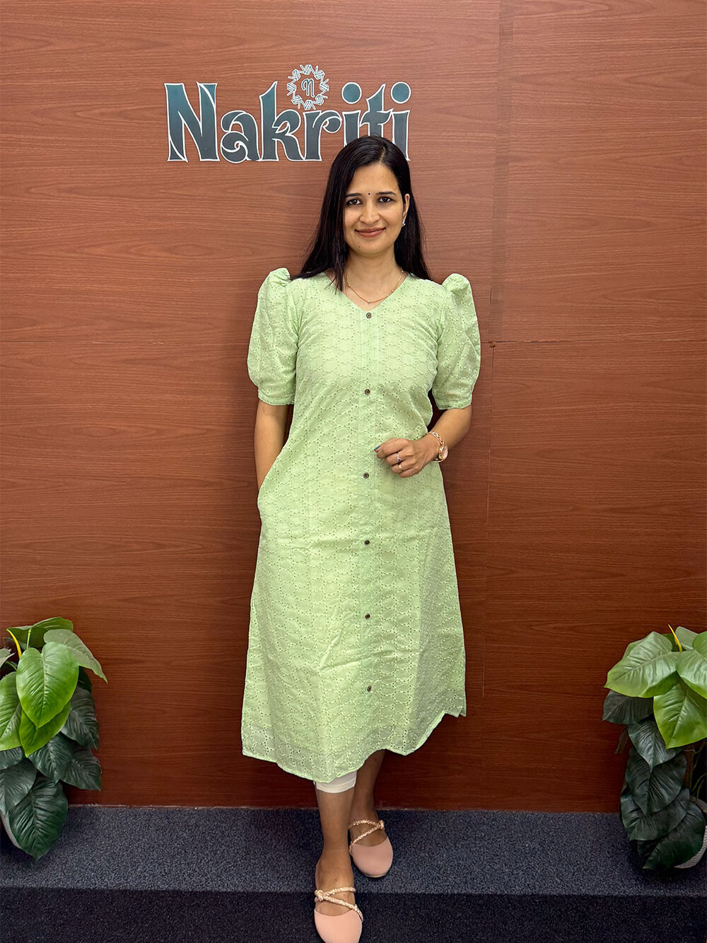 Xmas special embroidered A-line kurti – Nakriti